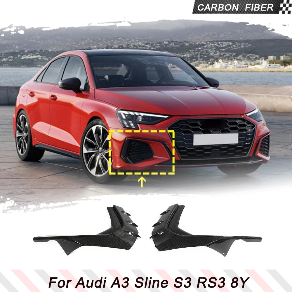 Carbon Fiber Front Bumper Canards Splitters for Audi S3 RS3 8Y A3 Slin ...