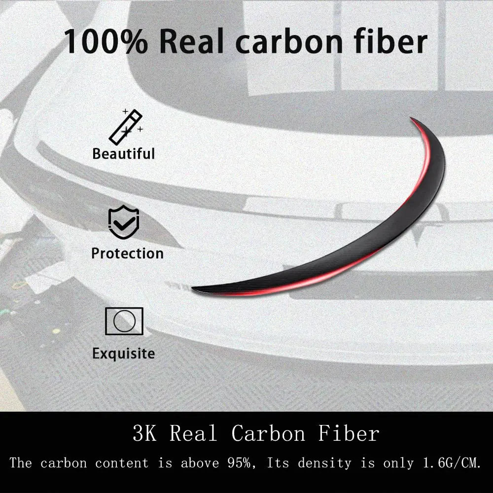 Red Line True Carbon Fiber Spoiler For Tesla Mode Y 2025 2024 Rear Tru ...