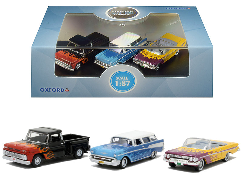 \"Chevrolet Hot Rods\" Set of 3 pieces 1/87 (HO) Scale Diecast Model C ...